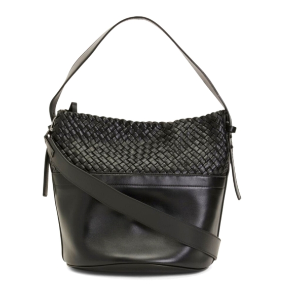 Falor | Bags | Falor Genuine Italian Leather Braid Black Bucket Bag ...